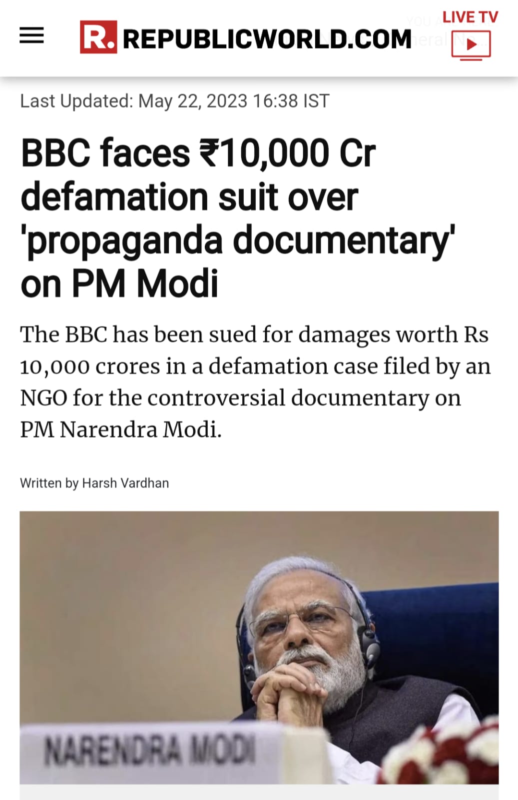 INSIGHT UK on Twitter: "BREAKING BBC sued for damages worth just under a billion pounds (Rs ...