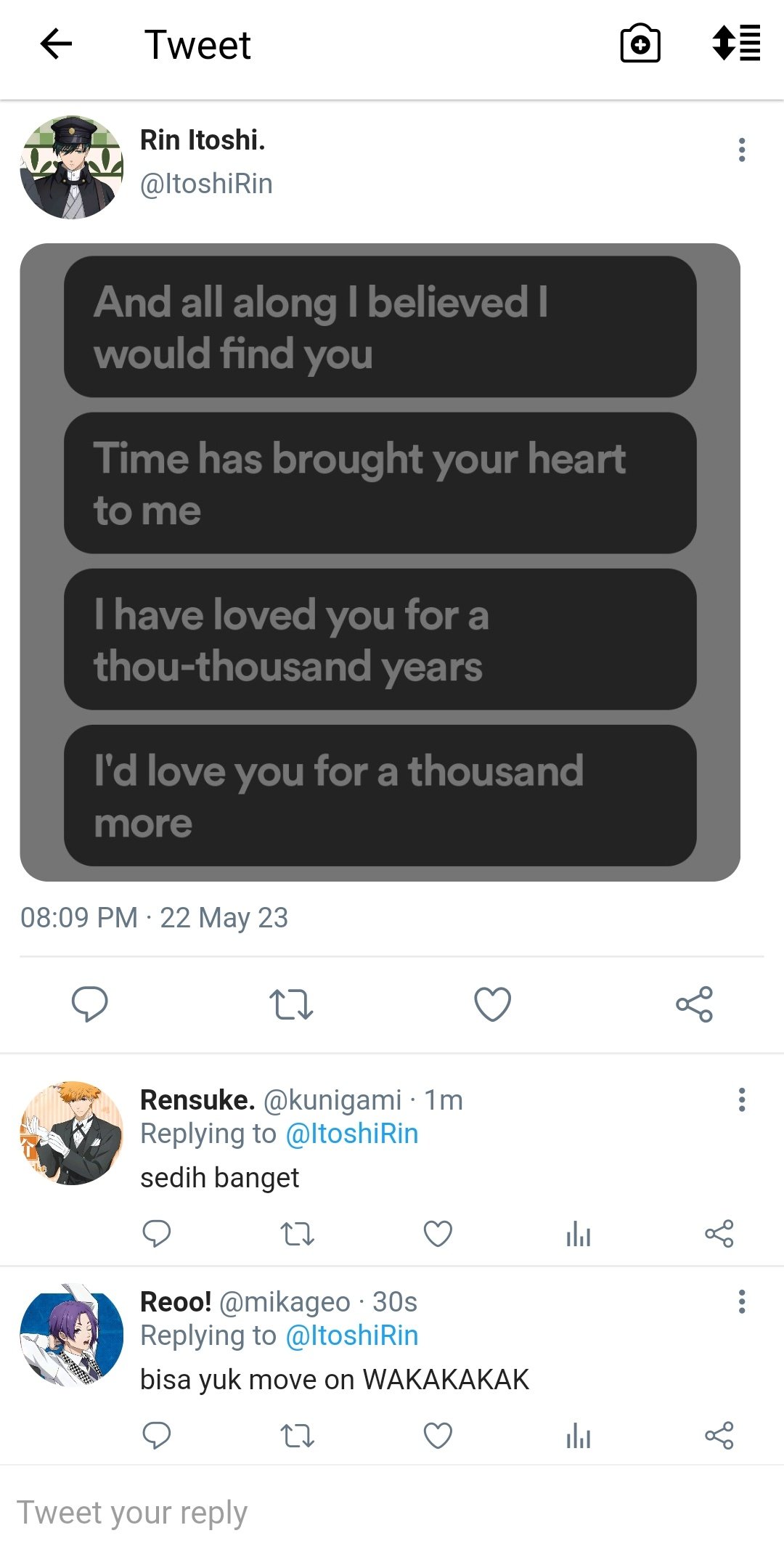 eiraaa. 🫐 on Twitter: "— #RinSagi #rnis short au! The last time we met. https://t.co/KZCxU2PB2D ...