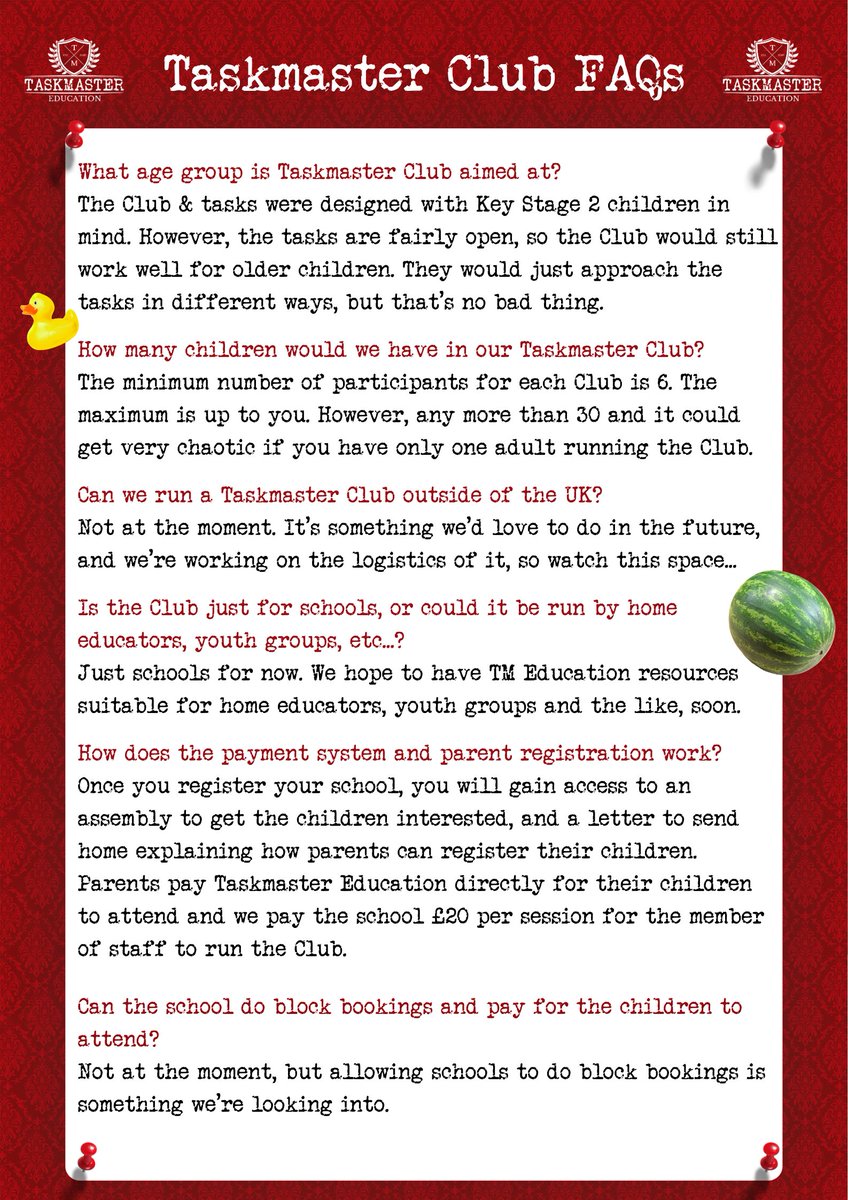Taskmaster Education on Twitter: "Okay gang, a limited number of spaces for the #TaskmasterClub ...