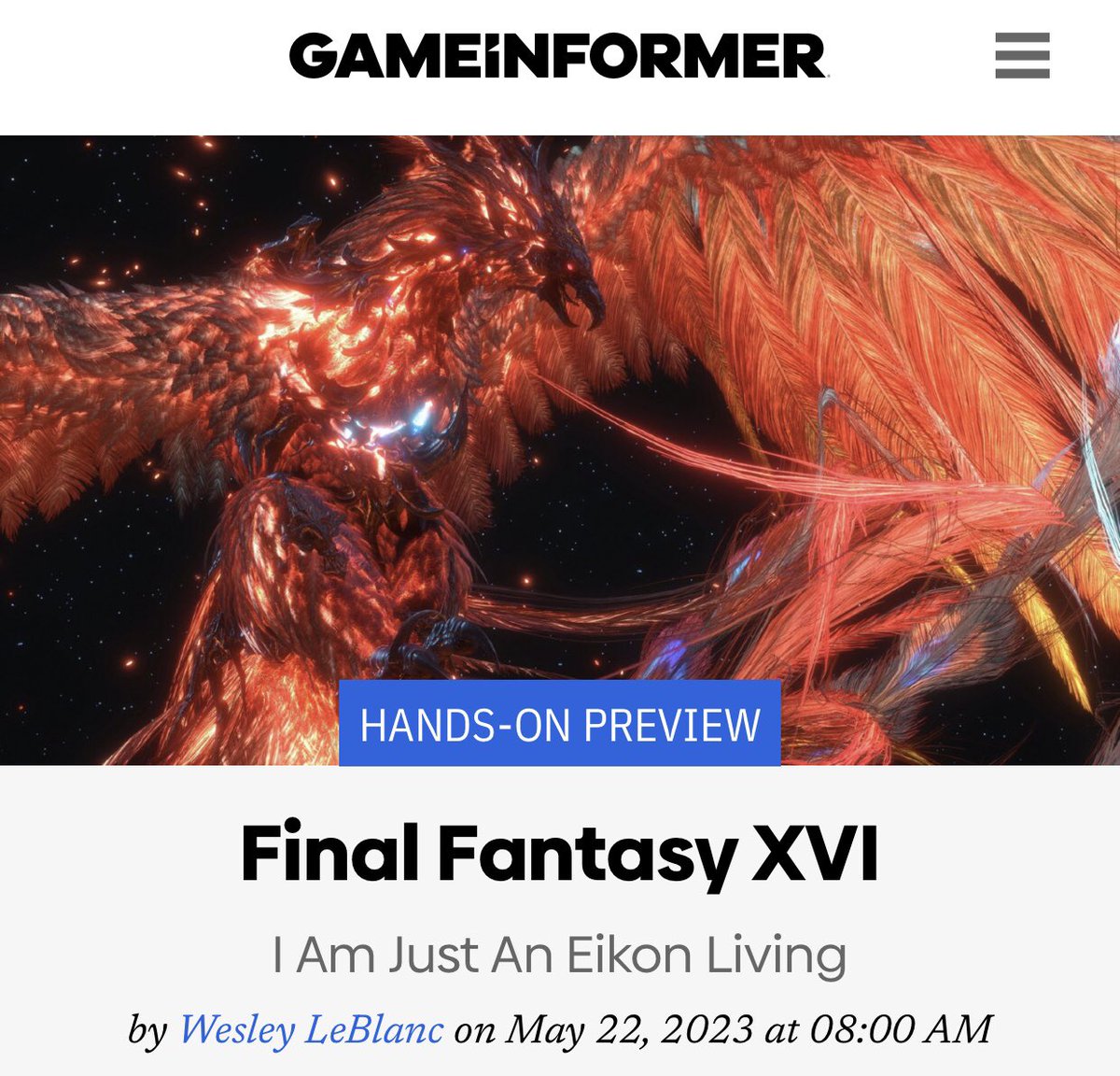 Genki on Twitter: "Final Fantasy XVI previews are glowing! 🔥 #FF16 "Final Fantasy 16 already ...