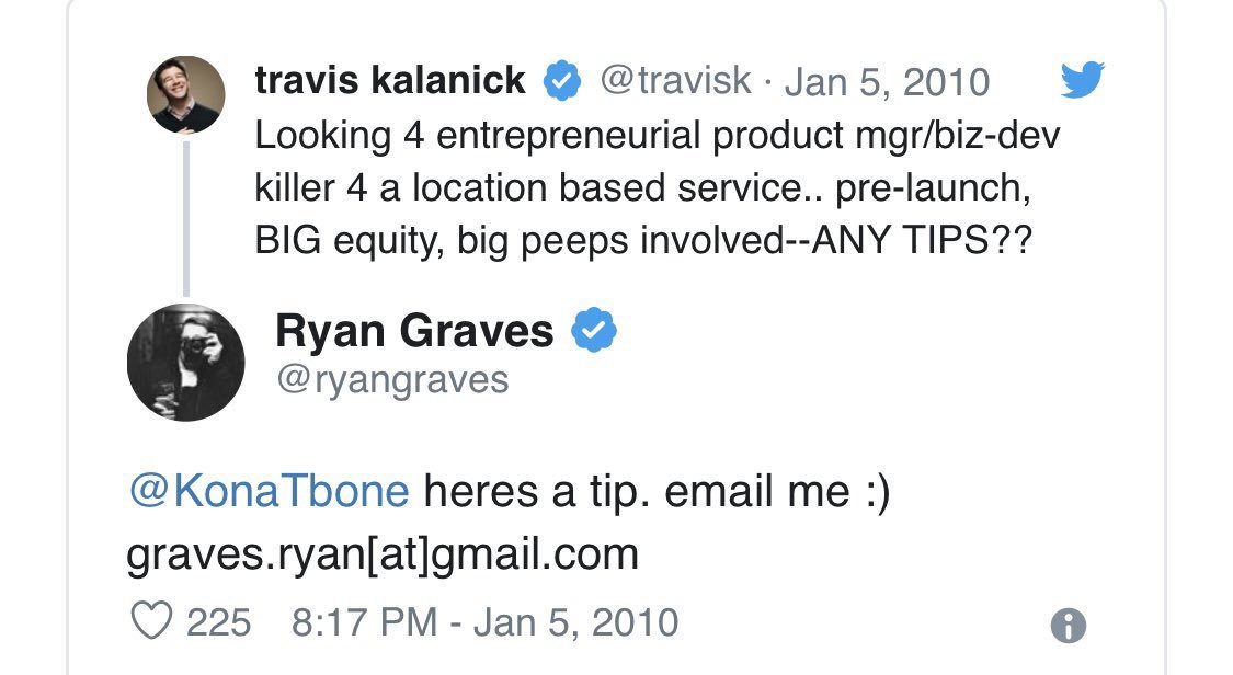 Ticker History 🗞 on Twitter: "The Billion-Dollar Tweet How Ryan Graves landed a job at one of ...