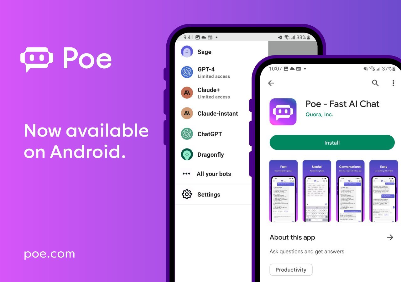 Adam D'Angelo on Twitter: "We just launched Poe for Android, providing access to ChatGPT, Claude ...