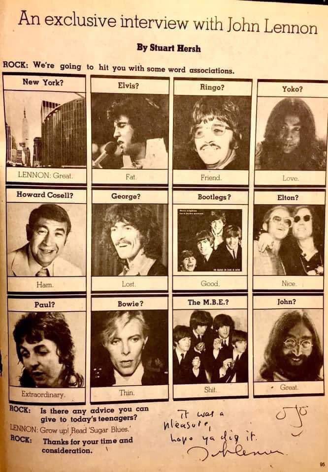 Beatles Books Podcast on Twitter: "John Lennon’s word association ...