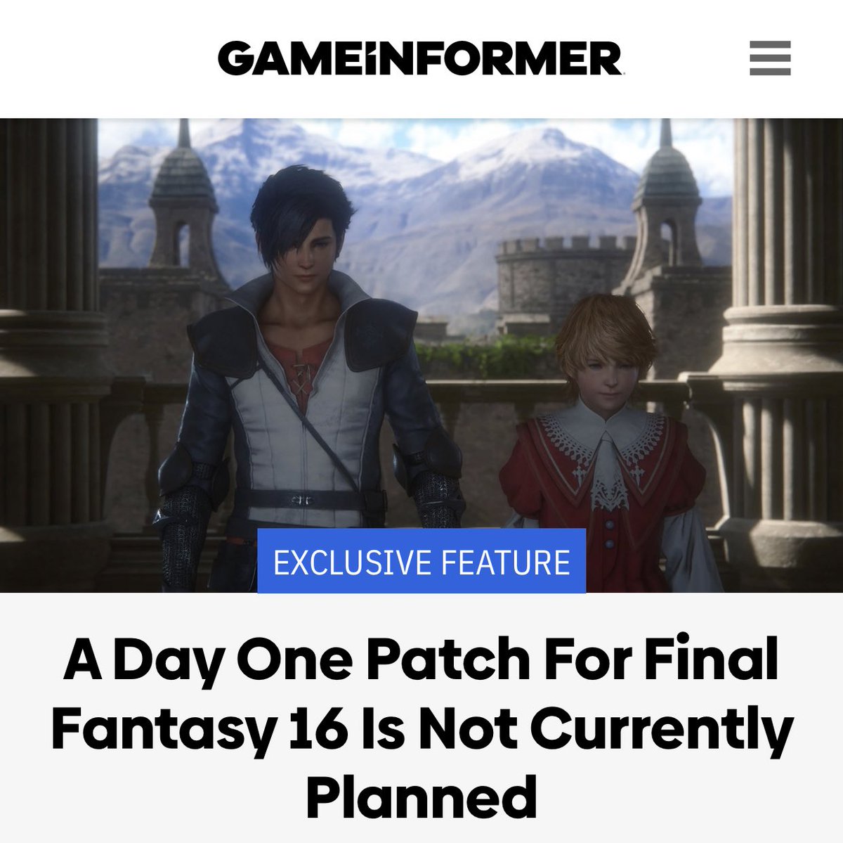 Genki on Twitter: "FF16 Director Hiroshi Takai says there is no day one patch planned for FF16 ...