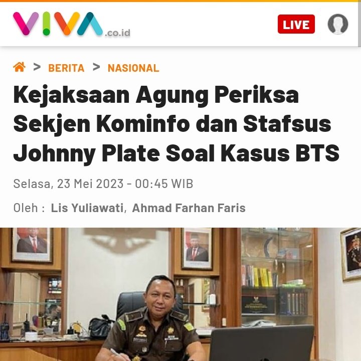 Miss Tweet on Twitter: "Kejaksaan RI Kejar Semua Pihak Yang Terlibat Korupsi BTS Setelah ...