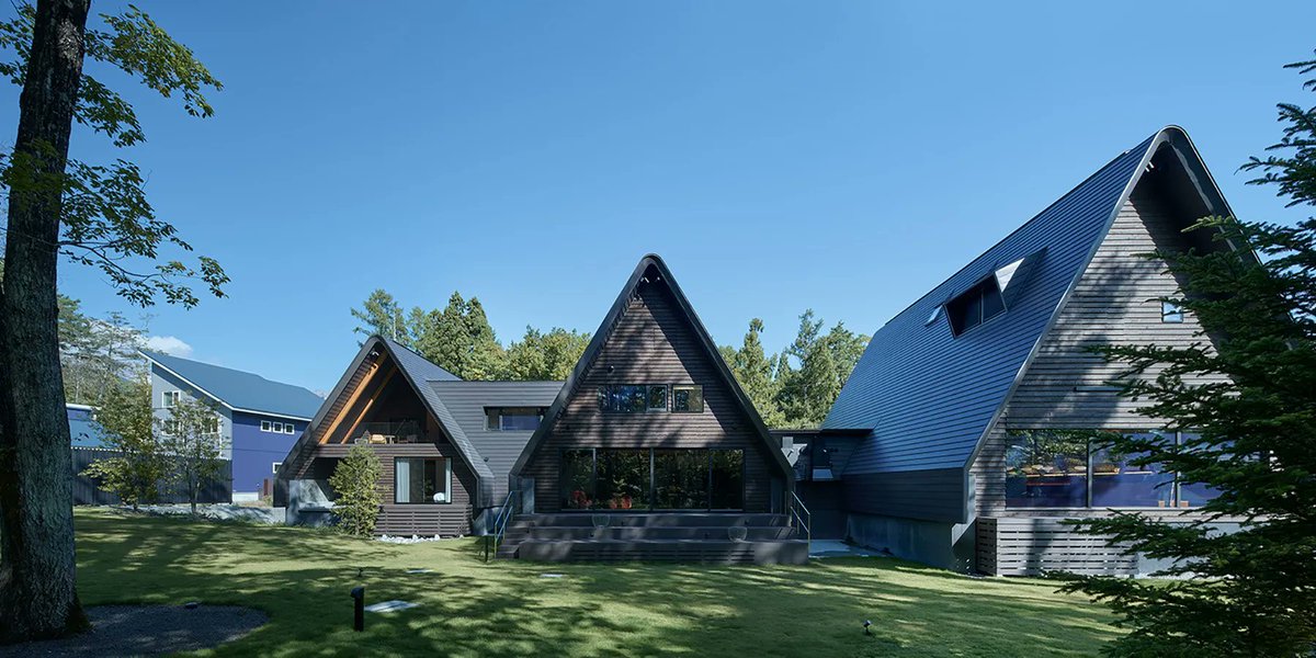 designboom on Twitter: "triangular volumes of GENETO's resort in japan echo the mountain peaks ...