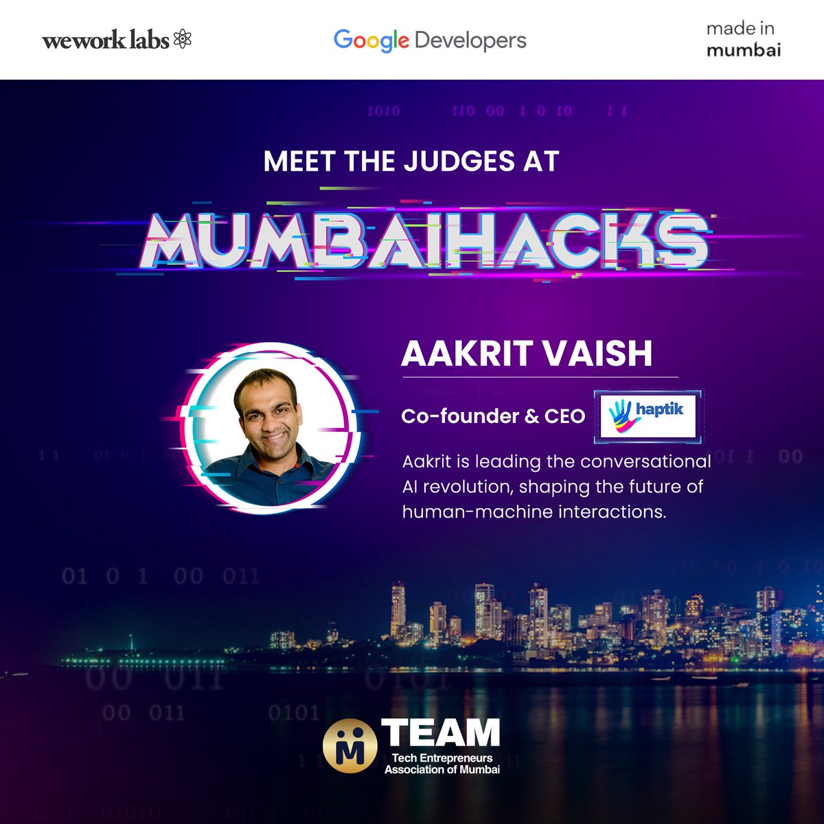 Tech Entrepreneurs Association of Mumbai (TEAM) on Twitter: "Introducing our #MumbaiHacks Judge ...