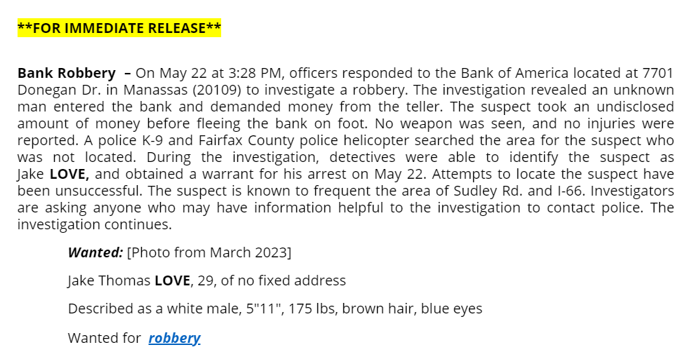 Prince William County Police Department On Twitter For Immediate