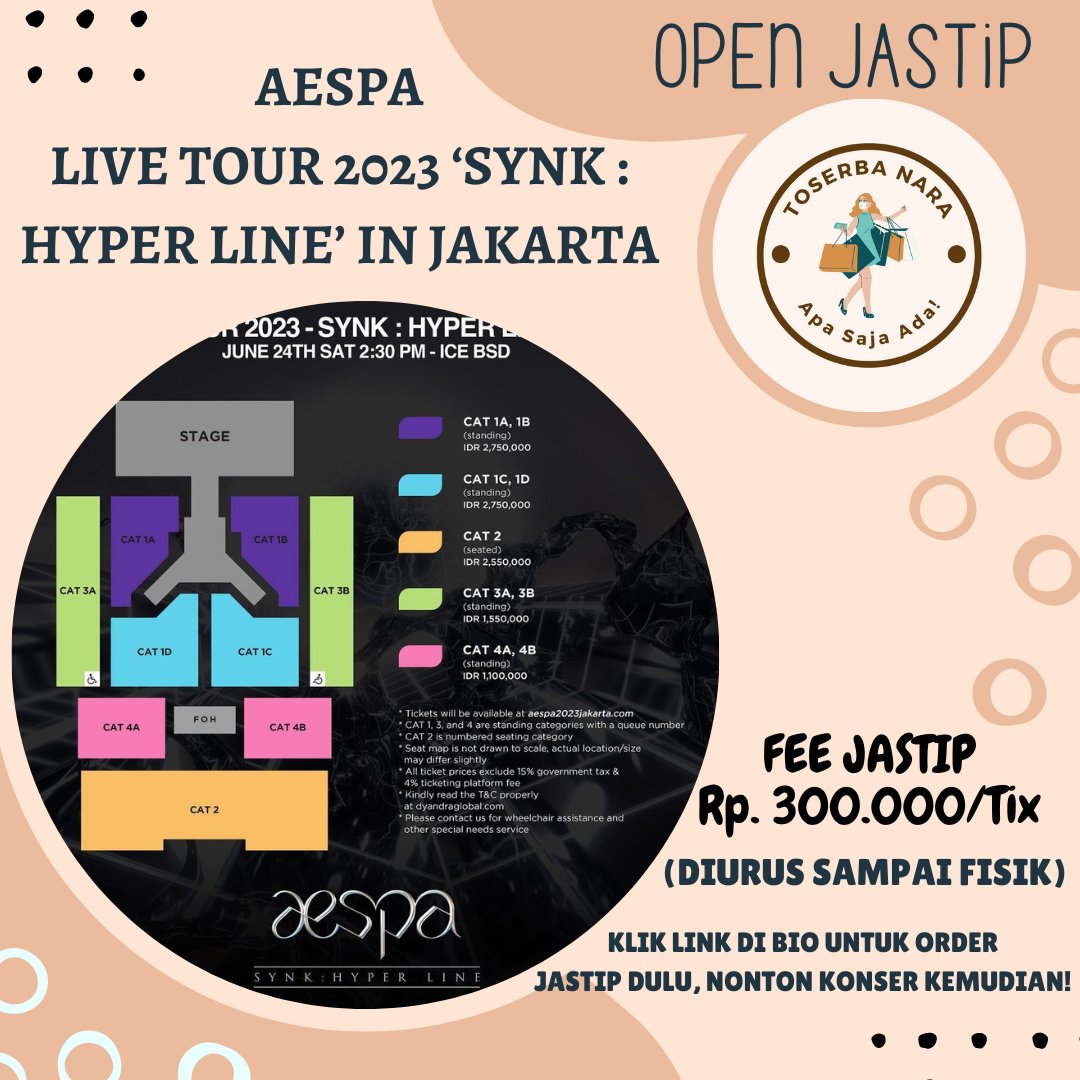 TOSERBA NARA (OPEN JASTIP AESPA JAKARTA) on Twitter: "🎉OPEN JASTIP🎉 AESPA LIVE TOUR 2023 ‘SYNK ...