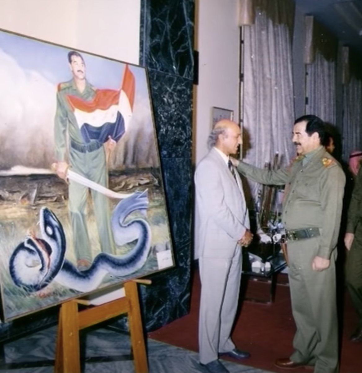Propagandopolis on Twitter: "Portrait of Saddam Hussein (ca. 1991) painted by his personal ...