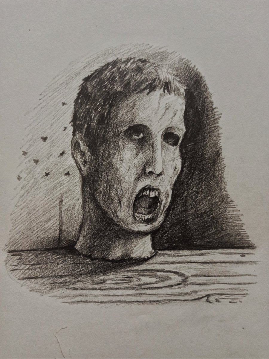 🔦𝙳𝚊𝚛𝚔 𝙼𝚒𝚗𝚍📹 (COMMISSIONS OPEN!) on Twitter: "Decapitated head on a table"