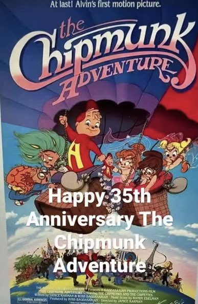 Raquelle Herbst 🧋🐈🦆 on Twitter: "Happy 35th anniversary to The Chipmunk Adventure 🥳🥳😁👍👌!"