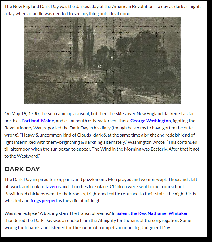 Tony Heller on Twitter: "Climate crisis in 1780. "The New England Dark ...