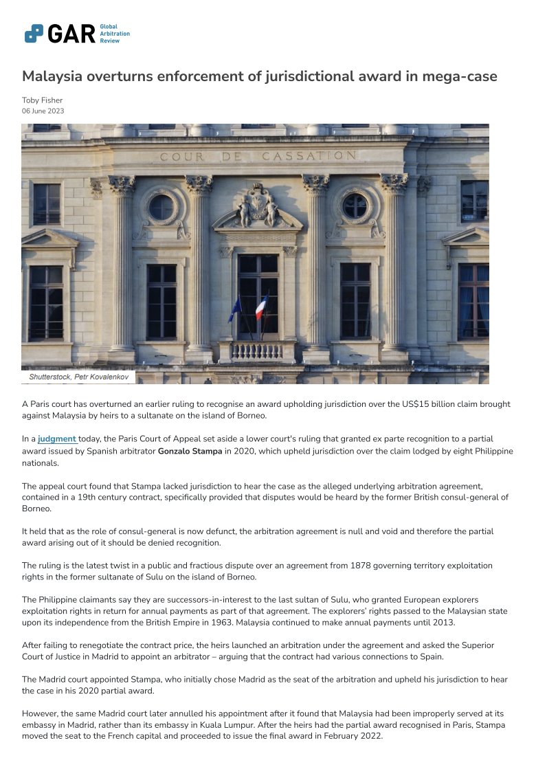 Ushar Daniele on Twitter: "RT @AzalinaOthmanS: Malaysia overturns enforcement of jurisdictional ...