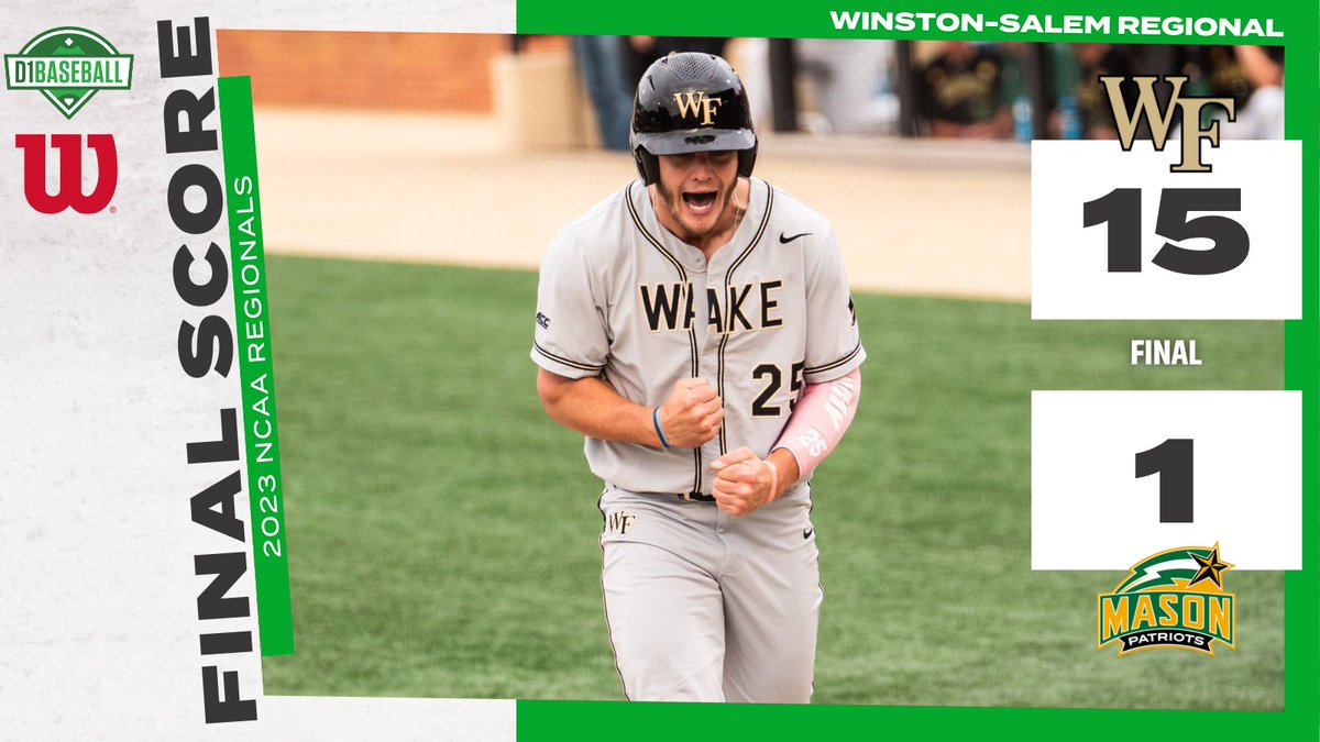 D1Baseball on Twitter: "FINAL FROM WINSTON-SALEM @WakeBaseball 15 George Mason 1 𝙒𝙖𝙠𝙚 𝙁𝙤𝙧𝙚𝙨𝙩 ...