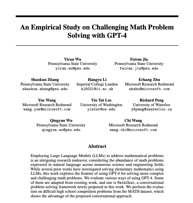 AK on Twitter: "An Empirical Study on Challenging Math Problem Solving with GPT-4 paper page ...