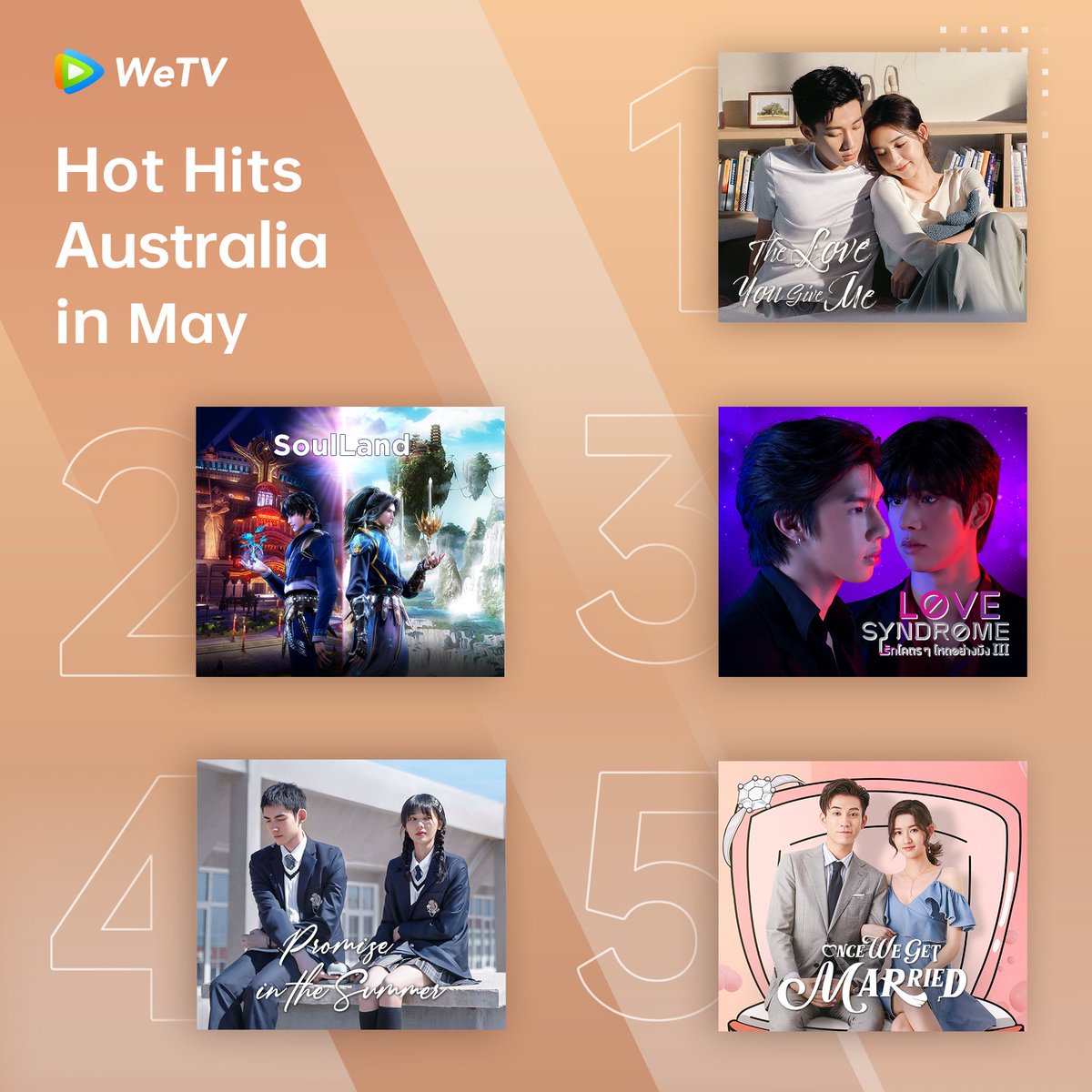 WeTV.Official on Twitter: "#WeTV Australia Hot Hits in May🔥 #TheLoveYouGiveMe #你给我的喜欢 #SoulLand ...