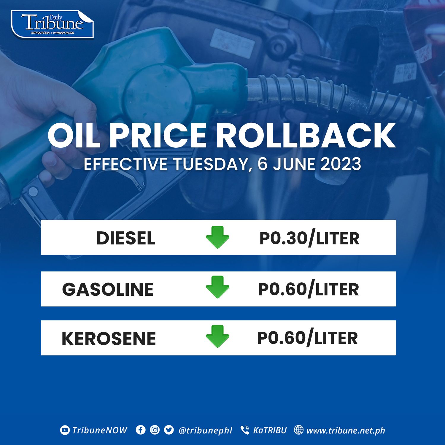 Daily Tribune on Twitter: "GOOD NEWS, MOTORISTS! ⛽️ After three consecutive weeks of price hike ...