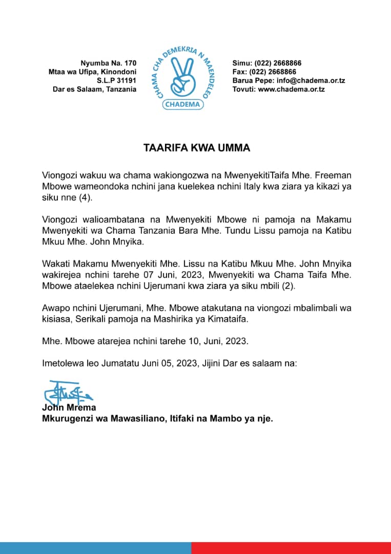 CHADEMA Tanzania on Twitter: CHADEMA Tanzania on Twitter: