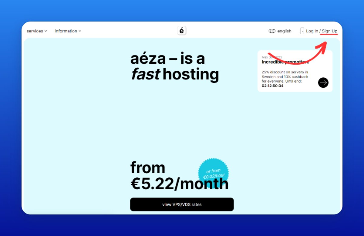 Rekt Fencer on Twitter: "4/ Get a VPS server • Go to https://aeza.net/en?ref=392919 • Click ...