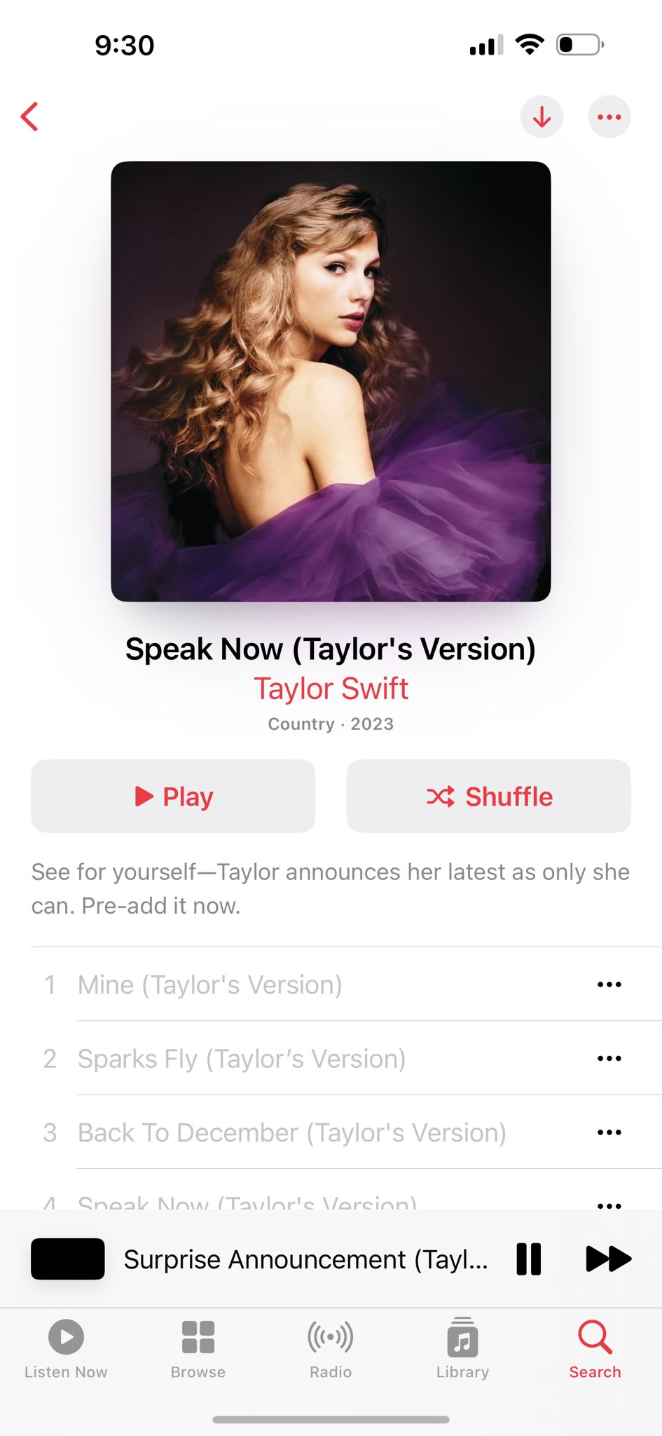 SpotifySwiftie 💎 on Twitter: "🔔 | “Speak Now (Taylor’s Version)” is now available to pre-add on ...
