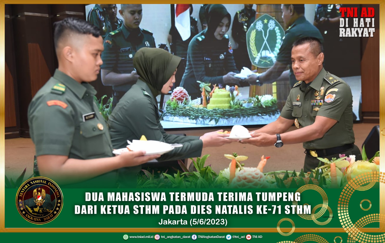 TNI AD on Twitter: "Dua Mahasiswa STHM Termuda Terima Tumpeng Dari Ketua STHM Pada Dies Natalis ...