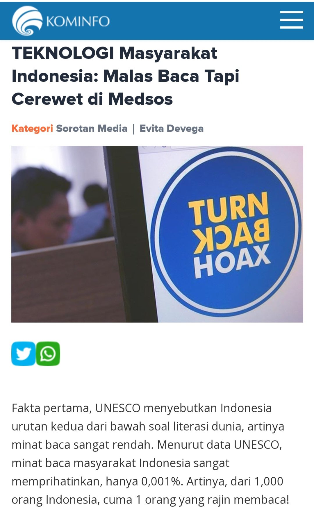 Evi Mariani on Twitter: "Ha! Persis yg kutemui saat berusaha cari sumber klaim "minat baca orang ...