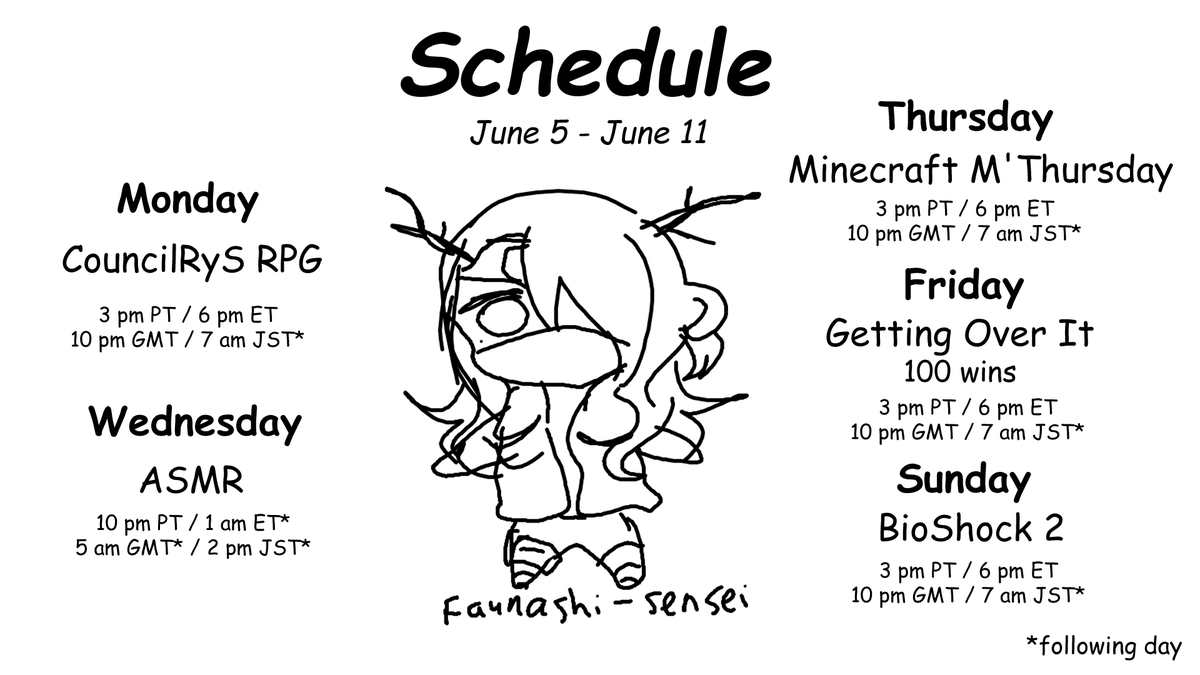 Ceres Fauna🌿holoEN on Twitter: "And a schedule for you! Doing Minecraft ...