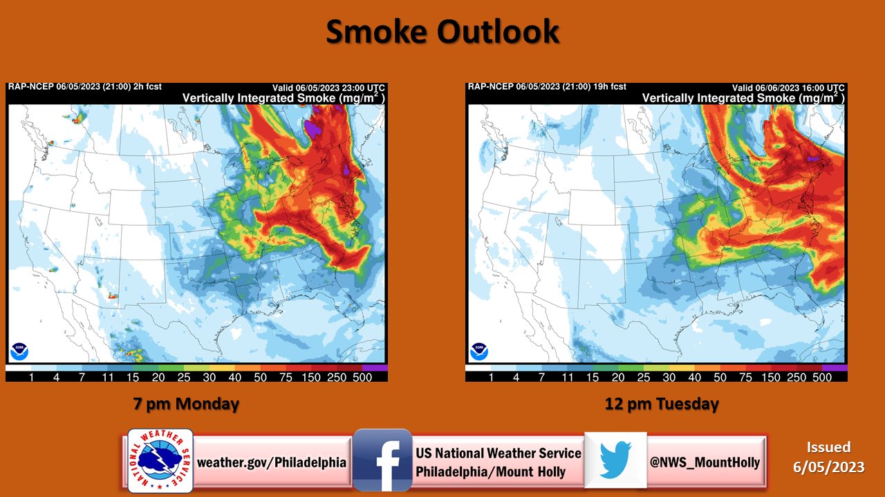 NWS Mount Holly on Twitter: "Haze from smoke from Canadian wildfires are spreading back into the ...