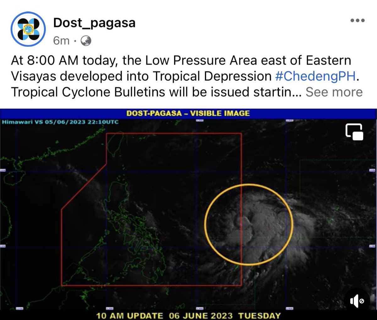 Ariel Rojas on Twitter: "JUST IN: Lumakas bilang Tropical Depression #ChedengPH ang Low Pressure ...