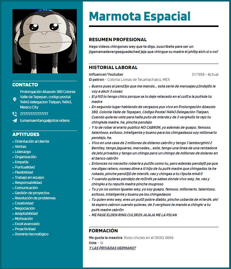 Marmota Espacial on Twitter: "Mi Curriculum."