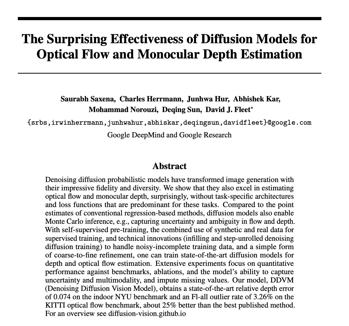 AK on Twitter: "The Surprising Effectiveness of Diffusion Models for Optical Flow and Monocular ...