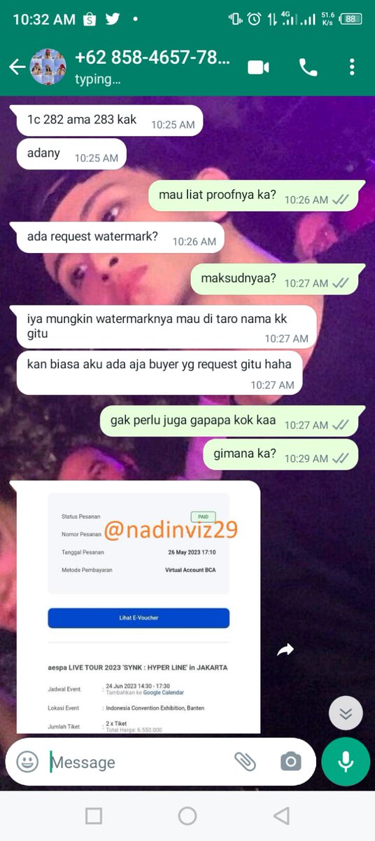 kymi on Twitter: "Scammer tiket aespa SYNK: HYPER LINE > Nadin Oktaviani a.k.a Naya Oktaviani ...