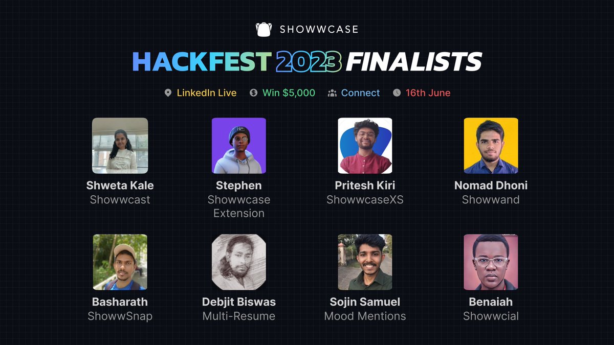 Showwcase on Twitter: "Hackfest 2023 Finalists Congratulations to the finalists of Showwcase ...