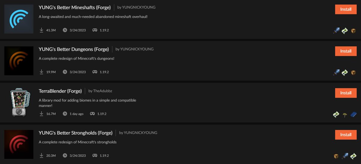 YUNG on Twitter: "3 of the top 4 worldgen mods!"