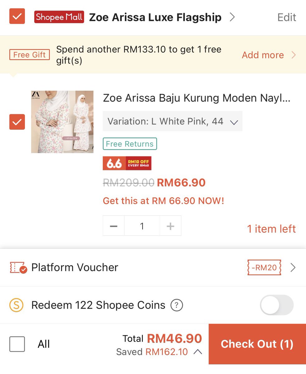 Iman on Twitter: "Baju kurung ni dapat RM46.90 sekarang! Claim voucher RM20 off: https://shope ...