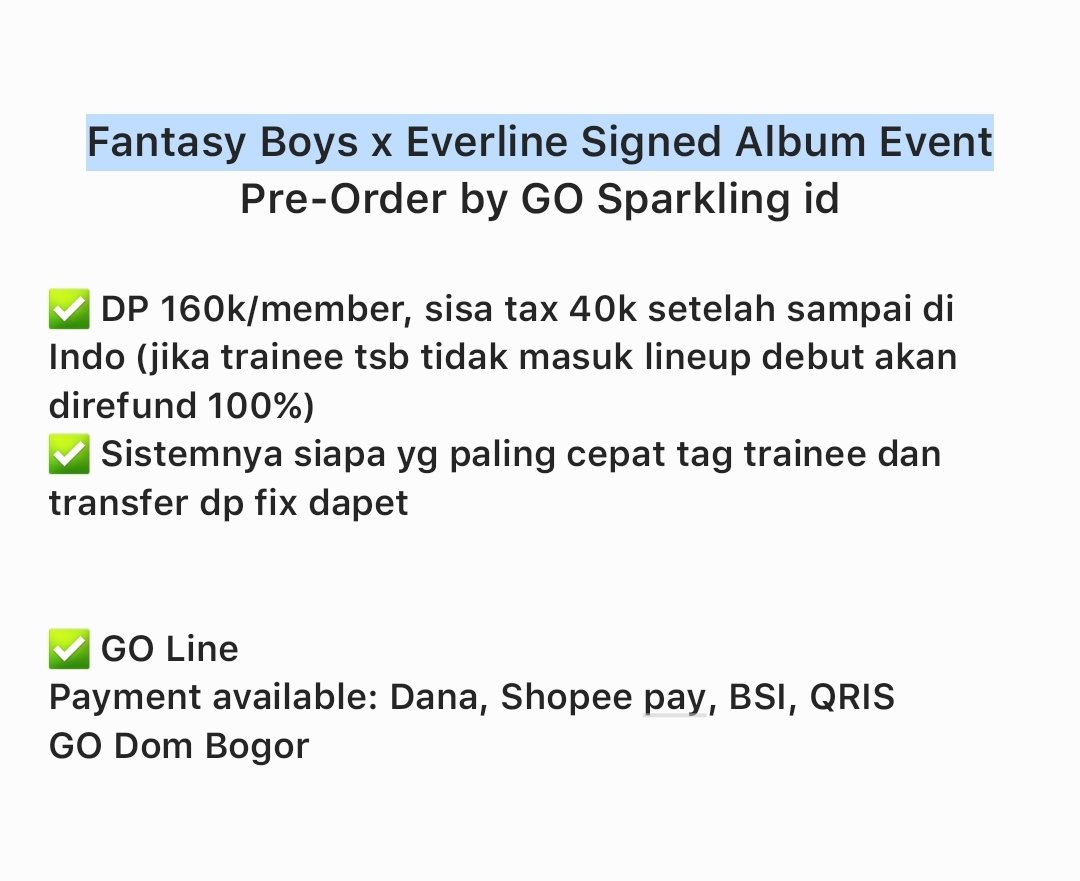 GO Sparkling ️ on Twitter: "[INA PO] Fantasy Boys x Everline Signed Album Event 📅 ~8 Juni 6PM ...
