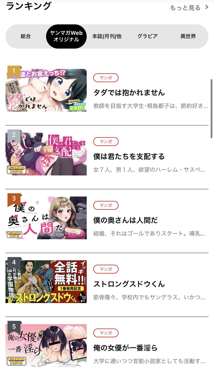 ヤンマガWeb on Twitter: "🎊ヤンマガWebオリジナルランキング🎊 第1位『#タダでは抱かれません』 https://yanmaga.jp/comics/%E3%82%BF%E3 ...