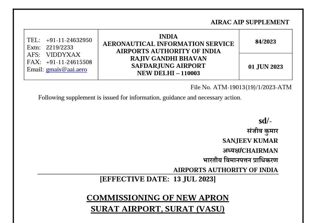 સુરત એરપોર્ટ Surat Airport on Twitter: "Great news! @aaistvairport will operationalize 06 new ...