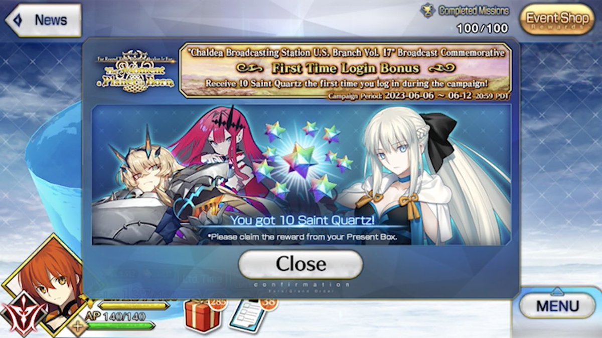 【非公式】FGO他言語版紹介 on Twitter: "#fgo北米版 で4時間のメンテを終え、LB6妖精円卓領域アヴァロンルフェAct.1が開幕しました！ Act.2(日本版の後編)は20日 ...