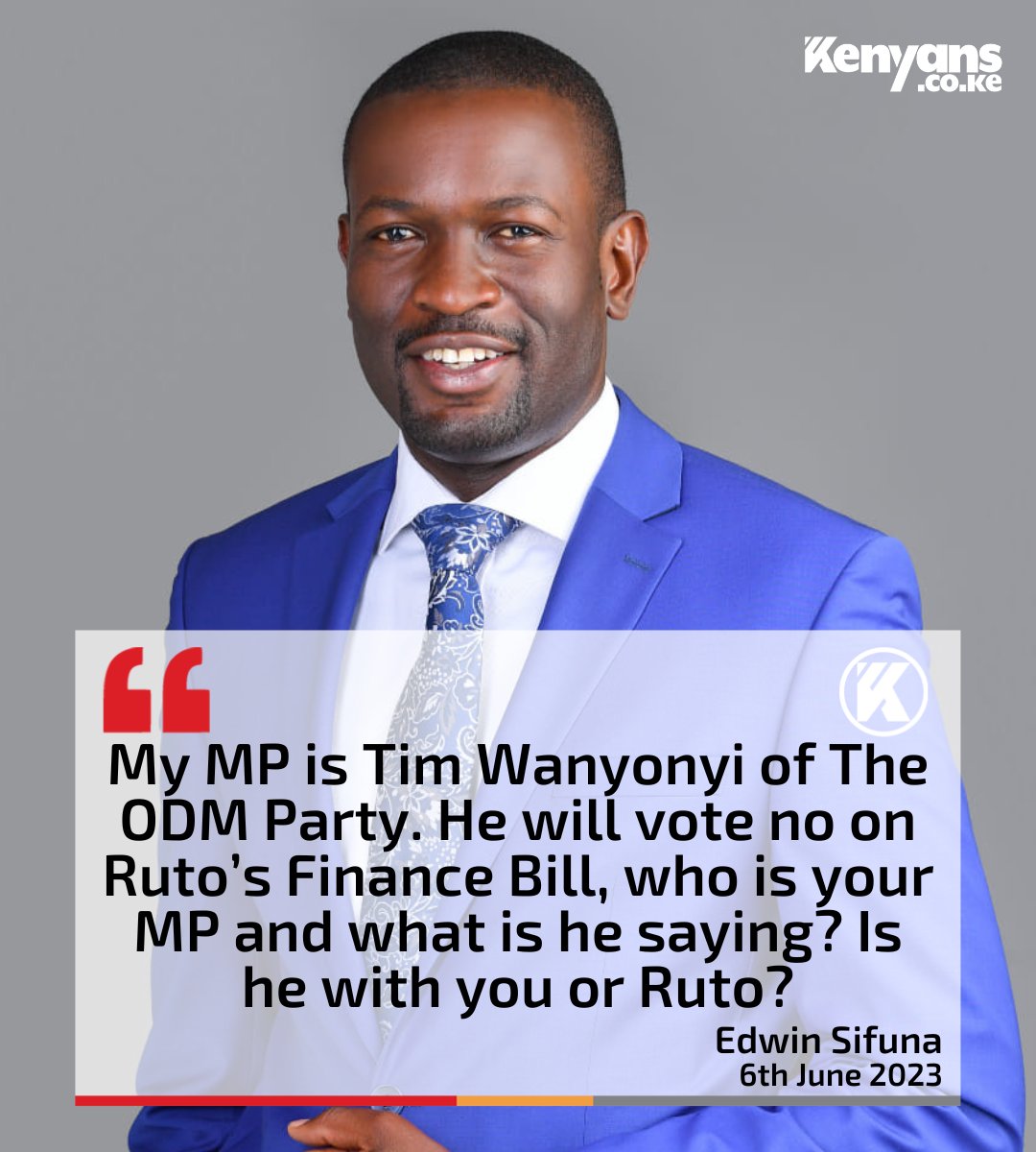 Kenyans.co.ke on Twitter: "My MP is Tim Wanyonyi, he will vote no on Ruto’s Finance Bill, who is ...
