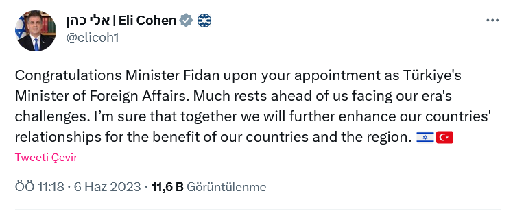 TRHaber on Twitter: "İsrail Dışişleri Bakanı Eli Cohen Dışişleri Bakanlığı'na getirilen Hakan ...