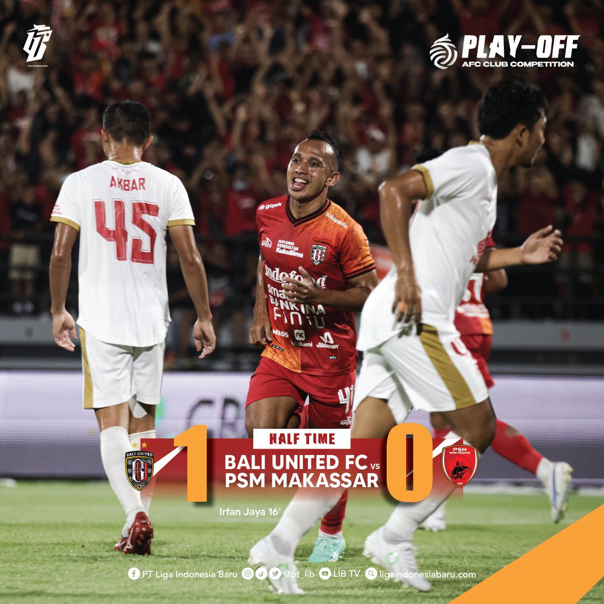 PT Liga Indonesia Baru on Twitter: "HALFTIME! Gol Irfan Jaya membuat Bali United FC memimpin ...