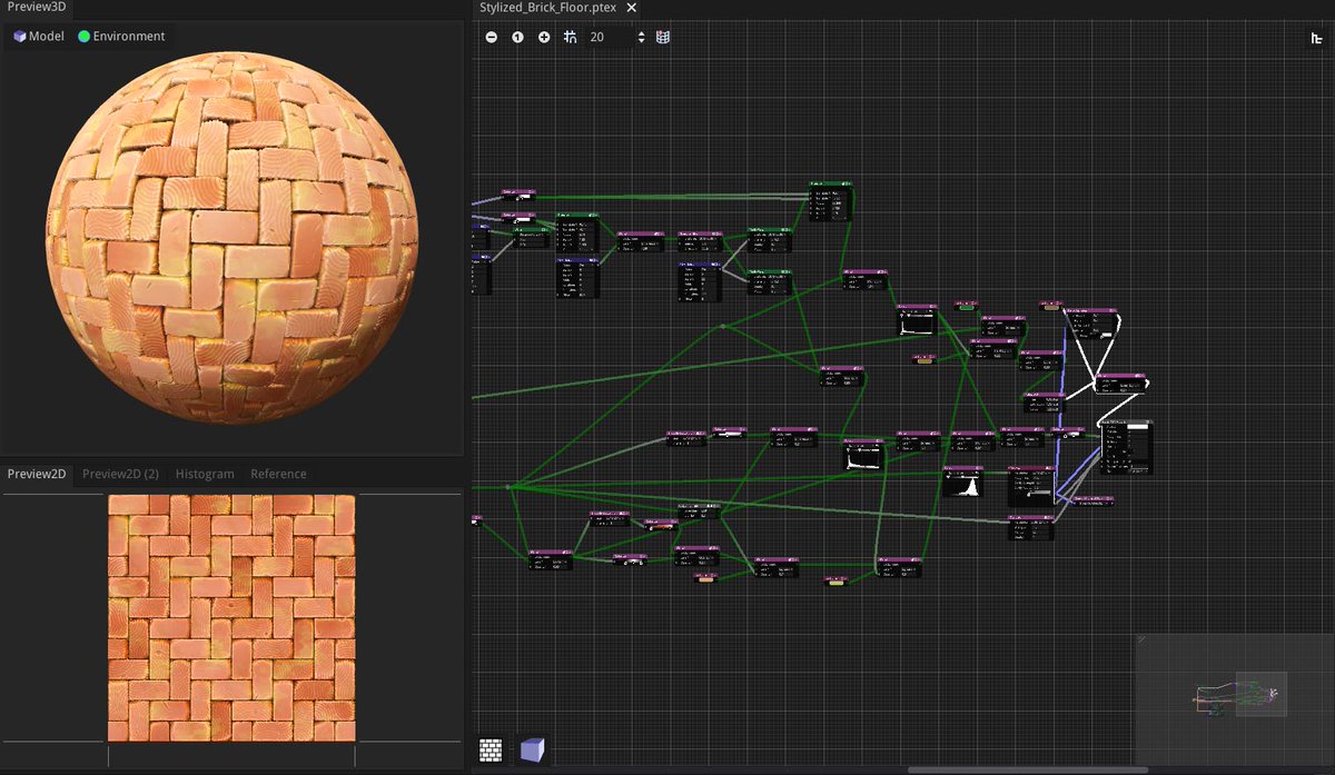 Di Ma on Twitter: "Stylized brick floor in #MaterialMaker, renders in #b3d"