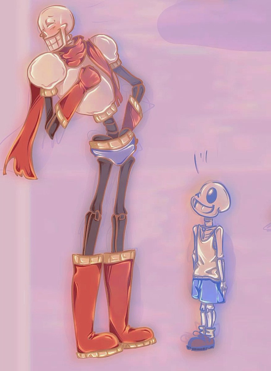 Kip aka CrimsonLyra on Twitter: "Big brother Papyrus with his lil bro sans 💙 🧡 #papysans # ...