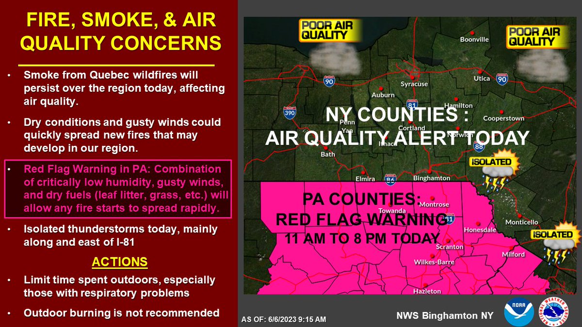 Nws Binghamton On Twitter Smoky Again Due To Canada Wildfires Air