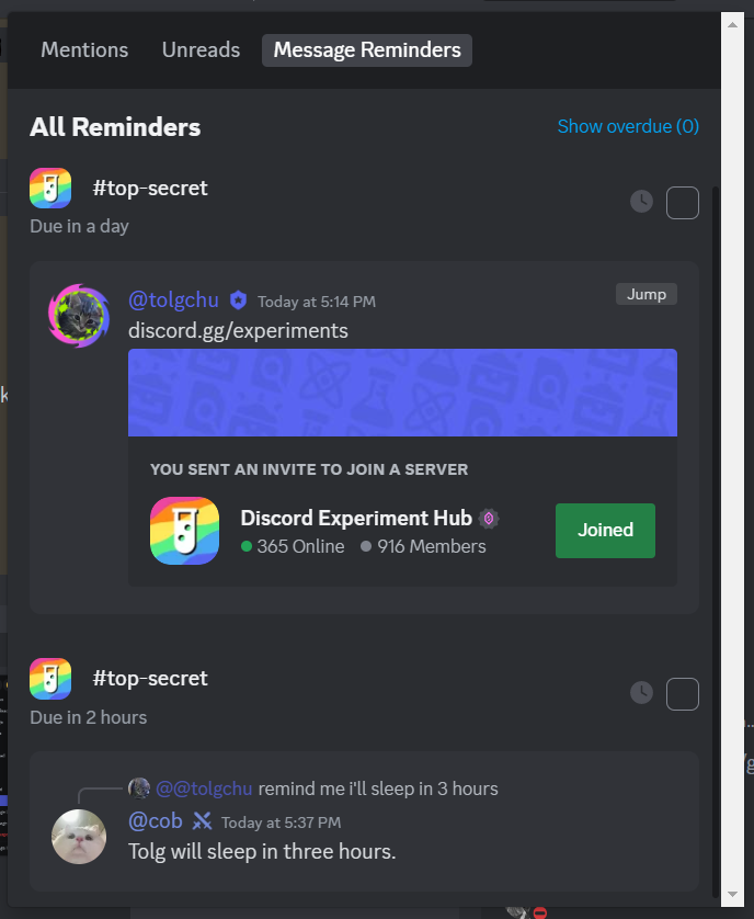 Discord Experiment Hub on Twitter: "Discord has turned Message To-Do's feature into Message ...
