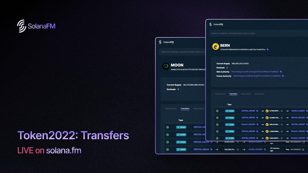 SolanaFM 🔮🔎 on Twitter: "Update: ‘Transfers’ data for Token2022 tokens is now supported on http ...