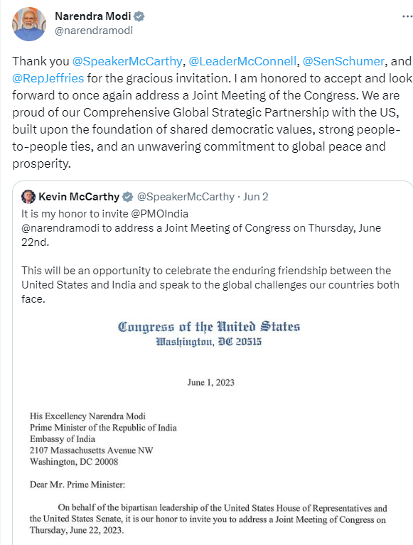 ANI on Twitter: ""...I am honored to accept and look forward to once again address a Joint ...